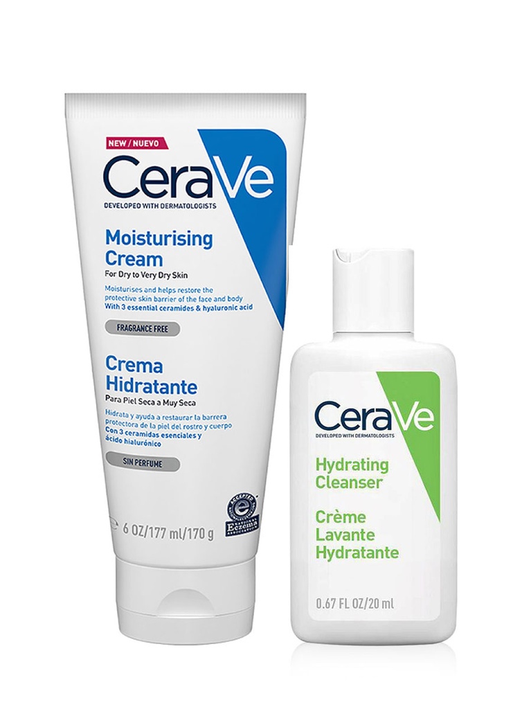 Pack CeraVe Crema Hidratante de 177 ml + GRATIS Limpiador Hidratante 20 ...