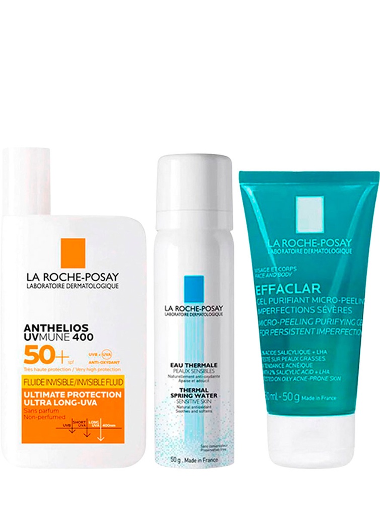 Pack Anthelios UVMune 400 + GRATIS Agua Termal + Effaclar gel ...